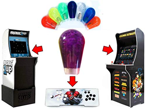 Alvatron US Style Crystal Clear Bubble Transparent Translucent Joystick Bat Top Replaces Japanese Ball Tops for Arcade1up Pacman Galaga, Legends Ultimate Arcade, Pandora's Box, Sanwa, Zippy (Purple)