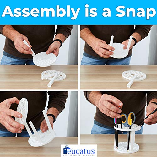 Eucatus Fast-Dry, Easy-Access Paint Brush Holder. Best Desk Organizer or Art Supplies Caddy for Home, School or Office. Store and Dry Makeup or Art Brushes, Scissors, Craft Tools and Accessories