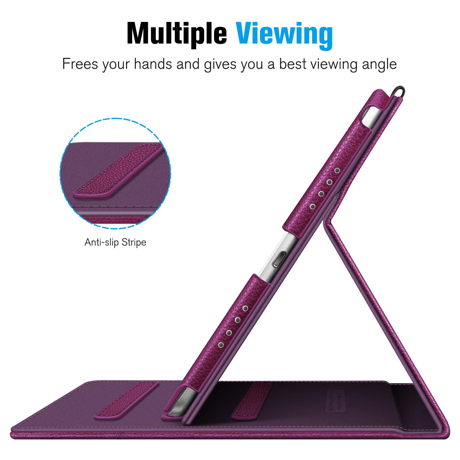 Fintie Case for iPad Pro 9.7 Inch 2016 Release Tablet- [Corner Protection] Multi-Angle Viewing Folio Smart Stand Back Cover with Pocket, Pencil Holder, Auto Wake/Sleep, Purple