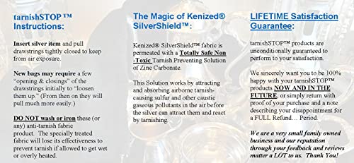 15.00 Savings, TarnishSTOP, USA Made, Bundle (3) Anti-Tarnish Prevention Cloth Storage Bags (Small, Medium and Large) + (1) Gigantic Silver Polishing Cloth For Silverplate & Sterling Silver, Blue