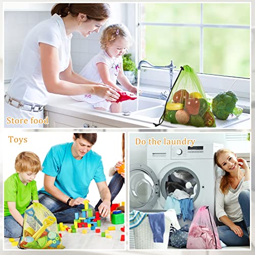 36 Pcs Mesh Laundry Drawstring Bag 13 x 15.5 Inch Mesh Equipment Bag Nylon Net Bag with Cord Lock Closure for Beach Travel Pool Toy Storage