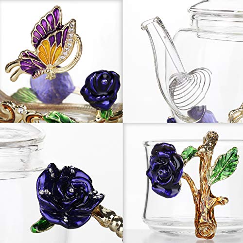 BTaT- Small Glass Tea Set, 2 Fancy Cups, Tea Pot Glass, Tea Kettle Set, Tea Pot, Glass Teapot, Tea Set for Adults, Glass Tea Kettle, Glass Tea Cup, Pretty Tea Cup, Teapot, Mother's Day Gift