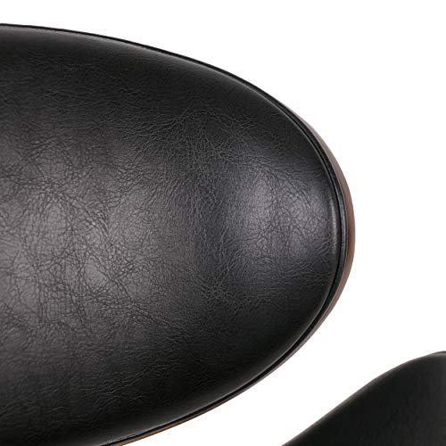 Christopher Knight Home Dawson ARMLESS Office Chair, Midnight Black + Chrome + Walnut