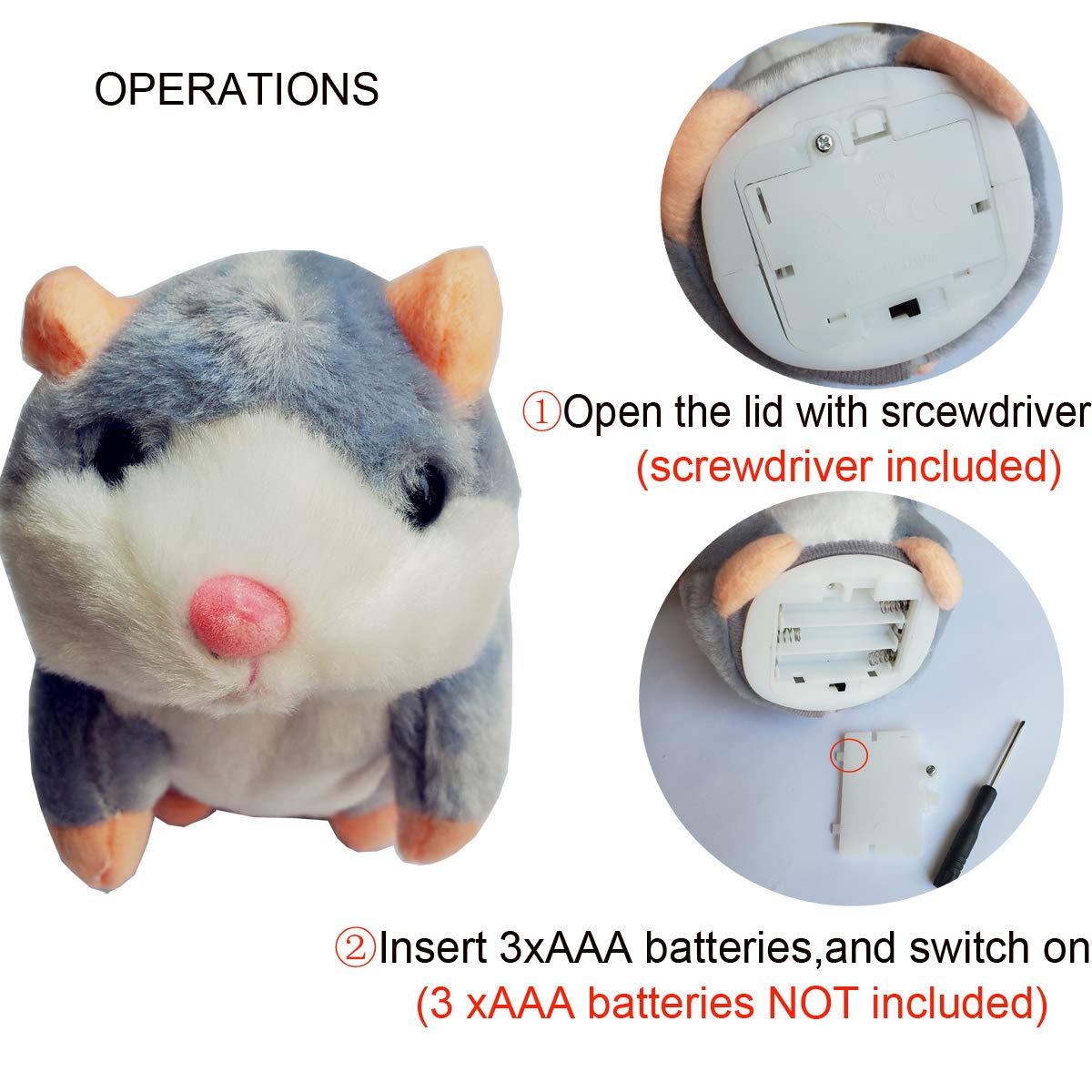 2 Pack Talking Hamster Toy Animal Talking Toys Repeats What You Say Mimicry Pet Talking Record for Boys and Girls