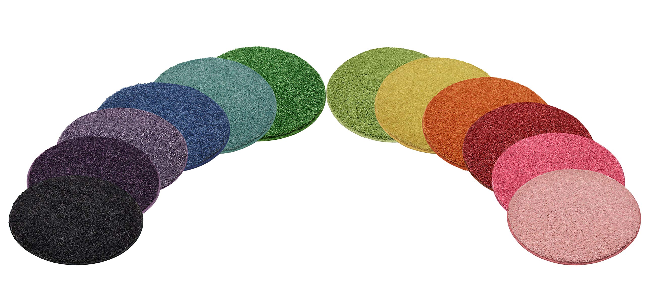12 Rainbow Kids Crazy Carpet Circle Seats 18” Round Soft Warm Floor Mat - Cushions | Classroom, Story Time, Group Activity, Time-Out Spot Marker and Fun. Home Bedroom & Play Areas - USA Made