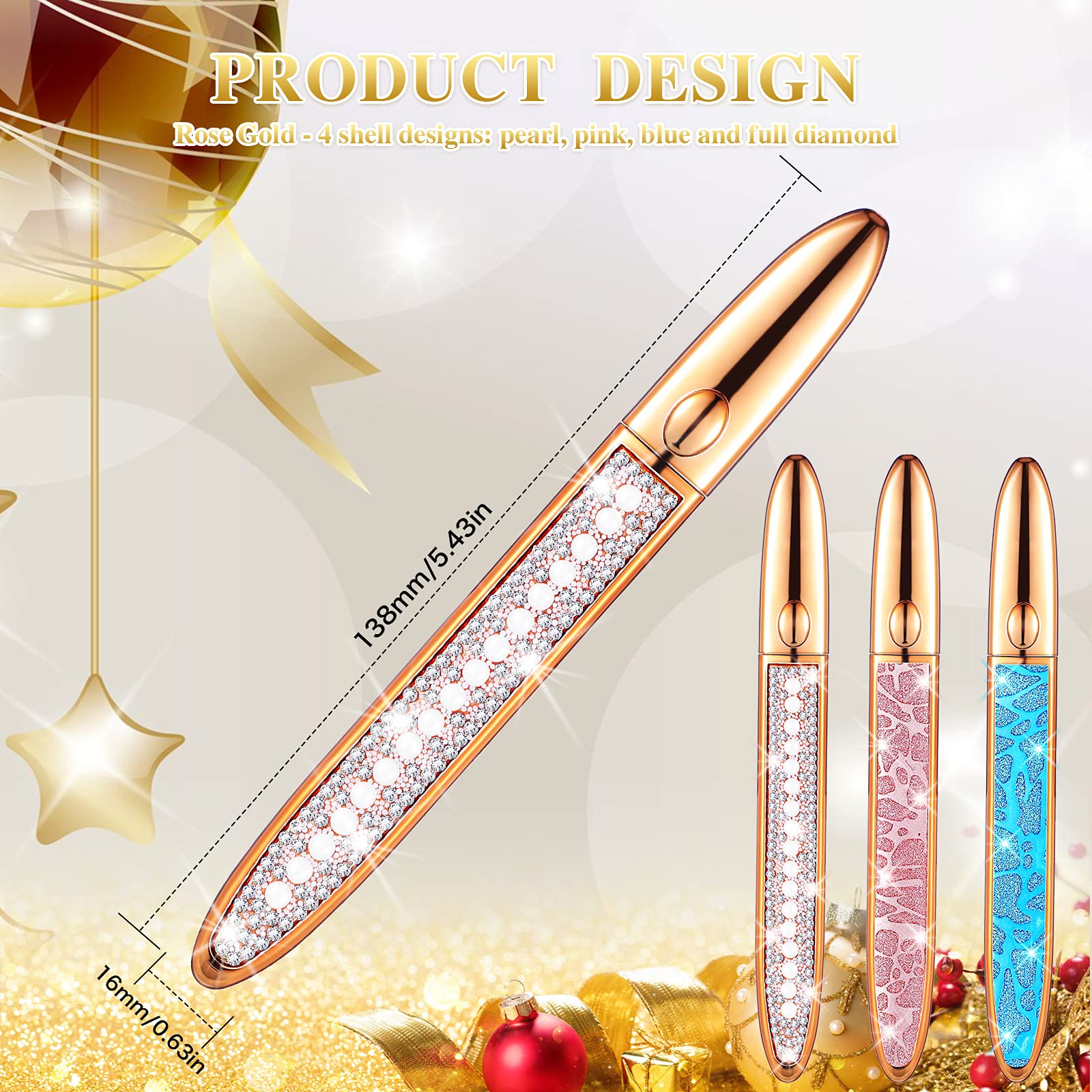 4 Pieces Diamond Self-Adhesive Eyeliner Diamond Eyeliner Liquid Eyeliner 2 in 1 Eye Liner Pen Glitter Eyeliner No Glue, No Magnetic, Waterproof for Women Girls Eye Makeup, False Eyelashes