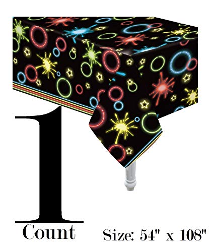 Serves 30 Complete Party Pack Neon Glow Party Supplies 9" Dinner Paper Plates 7" Dessert Paper Plates 9 oz Cups 3 Ply Napkins 1 Table Cover Size: 54" x 108" Neon Glow Party Theme