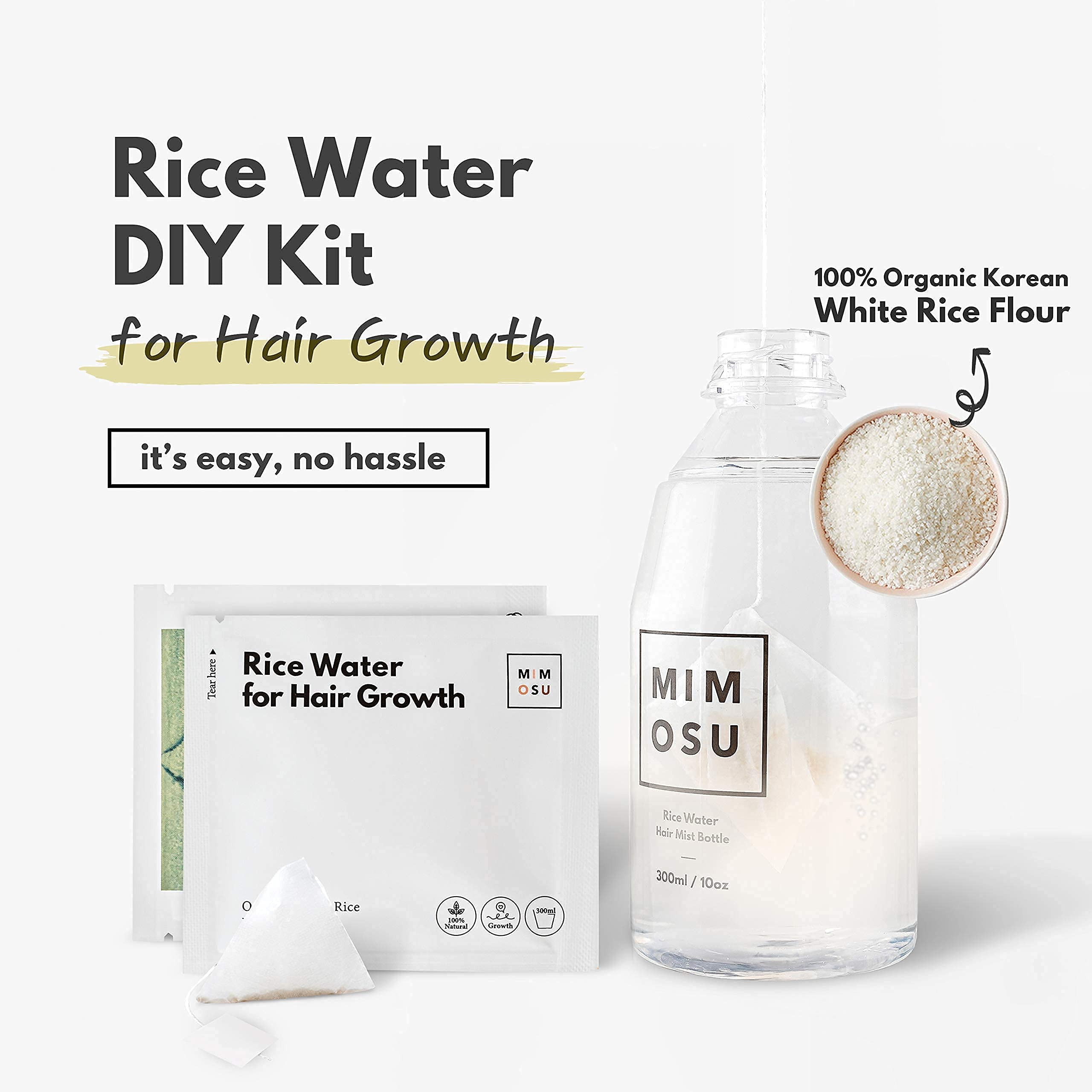 mimosu Rice Water for Hair Growth Shampoo and Conditioner, 2 in 1 Fermented Rice Water Cleansing Shampoo Bar & Conditioning DIY Kit, Curly Girl Method, Self Care Products