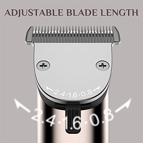 Memorism Blizz CS7 Men’s Cordless Hair Clipper for Home and Barbershop - with T-Blade Clipper and Stainless Steel/Ceramic Blade, 4 Adjustable Length Guards, Waterproof, LED Display (Rose Gold)