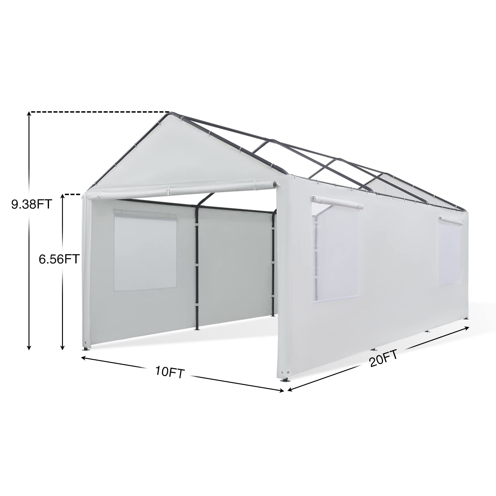 Gardesol Carport Replacement Sidewall, Replacement Sidewall Tarp for 10' x 20' Carport Frame, 180G Waterproof & UV Protected Replacement Sidewall Cover, White, Top Cover and Frame Not Included