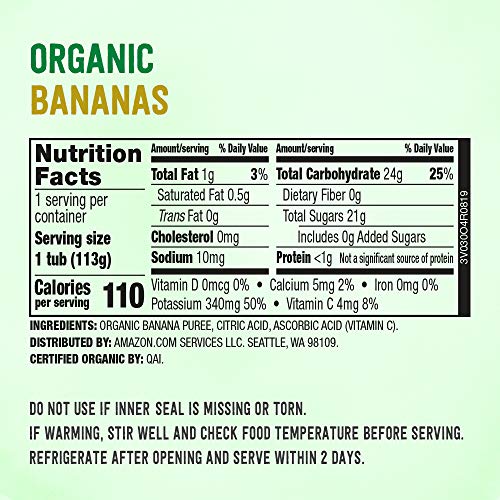 Amazon Brand - Mama Bear Organic Baby Food Bananas, vegetarian, 4 ounce (Pack of 1) Cup