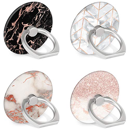 4-Pack Phone Ring Holder 360 Rotation Finger Stand Grip Kickstand for Smartphones and Tablets (Pink Marble)