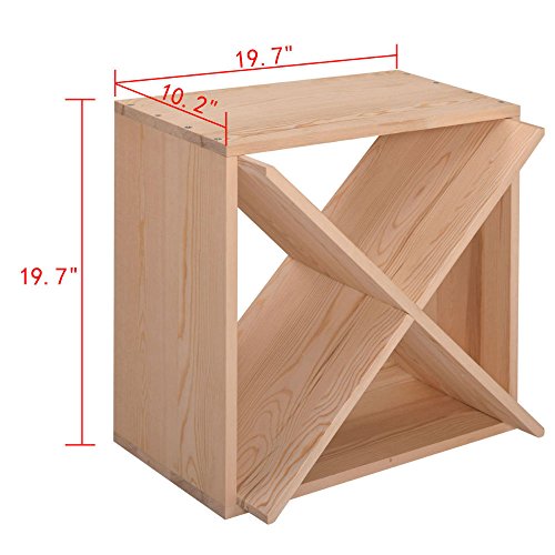 24 Bottles Holder Wine Rack Solid Wood Stackable Storage Cube Tabletop Champagne