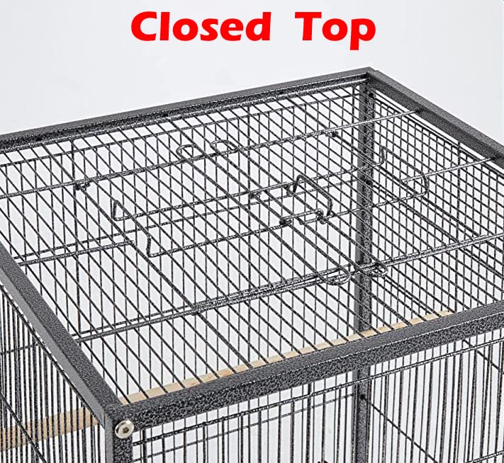 36.5-Inch Elegant Sturdy Wrought Iron Bird Flight Open Play Top Cage with Rolling Casters for Small-Sized Parrot Parakeets Cockatiels Budgies Parrotlets Lovebirds Canary