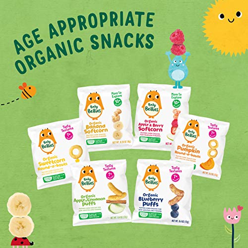 Little Bellies Organic Round-a-bouts Baby Individual Snack Packs, Sweetcorn, 0.4 Ounce (Pack of 6)