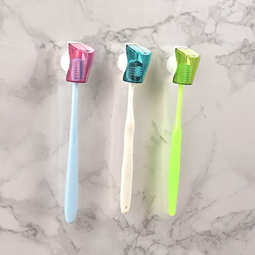 Y-Kelin Toothbrush Covers with Suction Caps - Portable Toothbrush Protector (3 PCS)- Tooth Brush Head Cover Cups for Bathroom and Travel