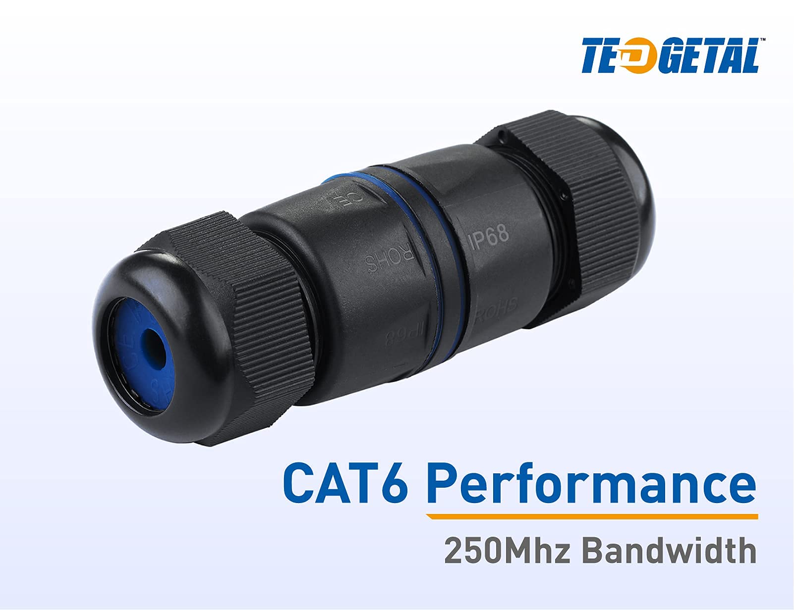 Tedgetal Waterproof RJ45 Connector 2 Pack IP68 Cat6/Cat5E/Cat5 Coupler Shielded for Outdoor Ethernet LAN Cable Extender Female to Female