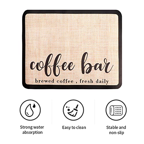 15.75 X19.69inch Coffee Maker Mat,Coffee Bar Decor Accessories For Countertop,Hide Stain Water Absorbent Non Slip Quick Dish Drying Mat Fit Under Coffee Pot Espresso Machine(brown)