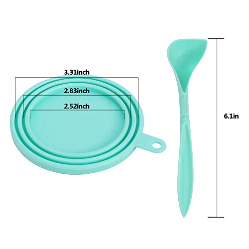 4 Pack Can Covers and 4 Pack Pet Spoons Set,Universal Silicone Can Lids for Pet Food Cans 1 Fit 3 Standard Size Dog and Cat Can Tops Cover (Round)