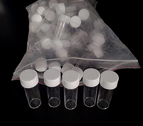 12Pcs 25ML Clear Flat Plastic Test Tubes with Screw Caps Test Tubes Containers Bottles for Bath Salt Candy Storage Scientific Experiments Party Décor