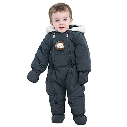 Newest Baby Windproof Snowsuit Animal Pattern Breathable Romper Ear Fleece Hoodie Footie for 18-24M Gray(F1)