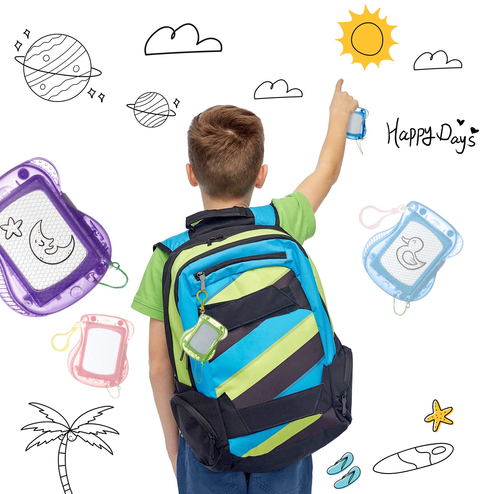 24 Pcs Mini Magnetic Drawing Boards Doodle Board for Kids Backpack Keychain Clip Drawing Board Erasable Sketch and Painting Pad for Classroom Rewards Party Favors Goodie Bag Stuffers (Classic Style)