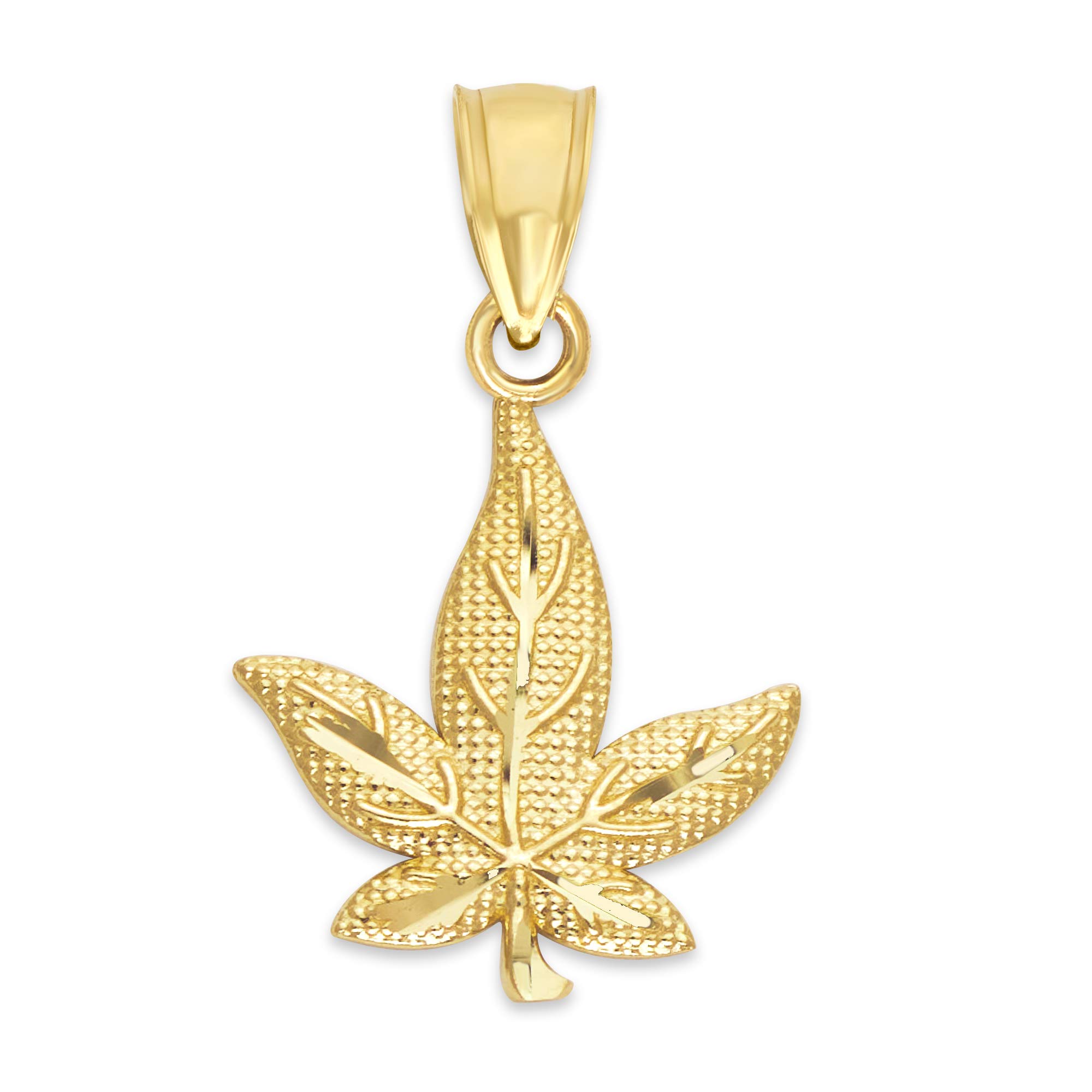 10k Real Solid Gold Weed Leaf Pendant for Necklace, Marijuana Accessories Gift for Her, 420 Jewelry Stoner Charm
