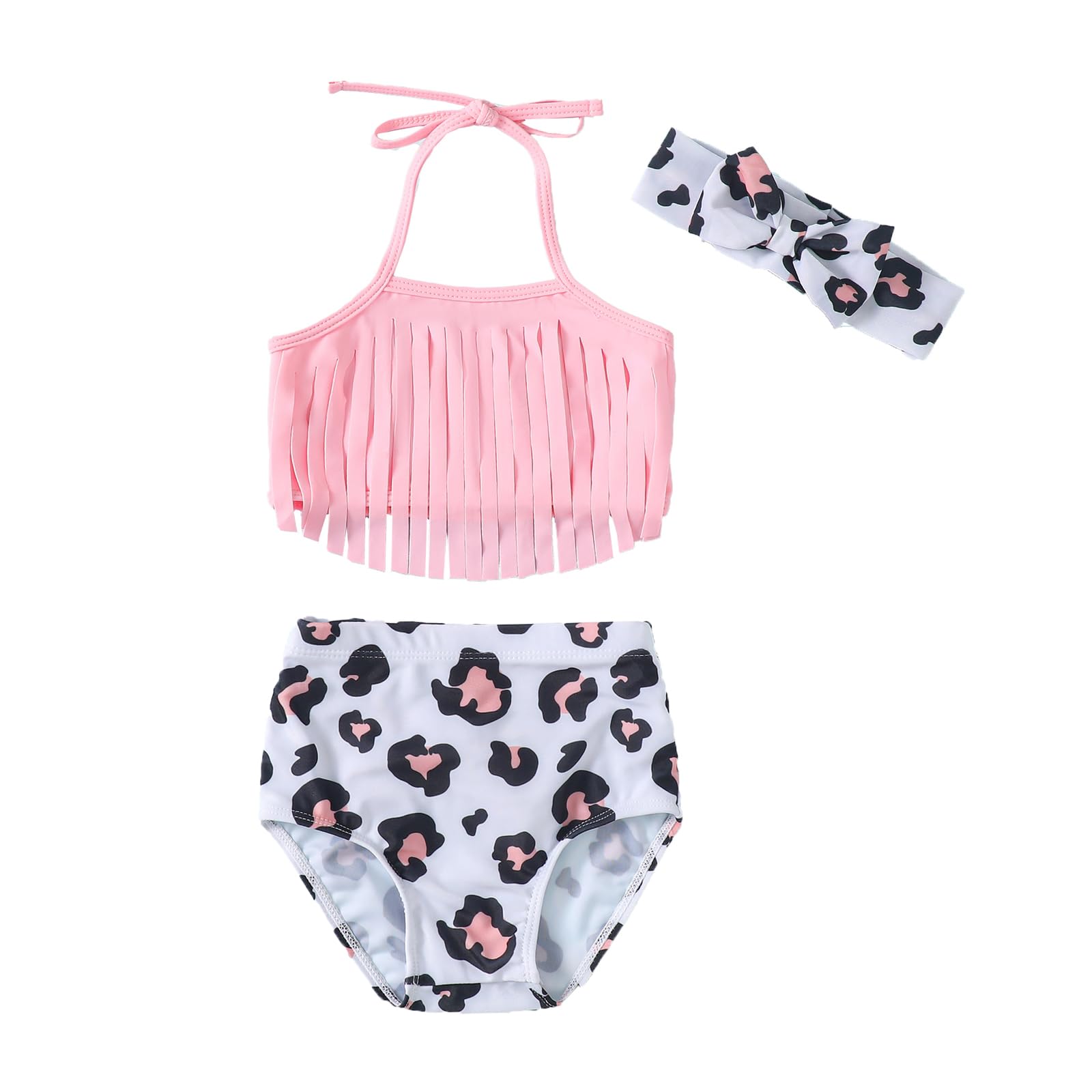Baby Girls Bikini Infant Bathing Suit Toddler Halter Swimsuit Kids Swimwear 3 Pieces Beach Sets (0034C, 0-3 Months)