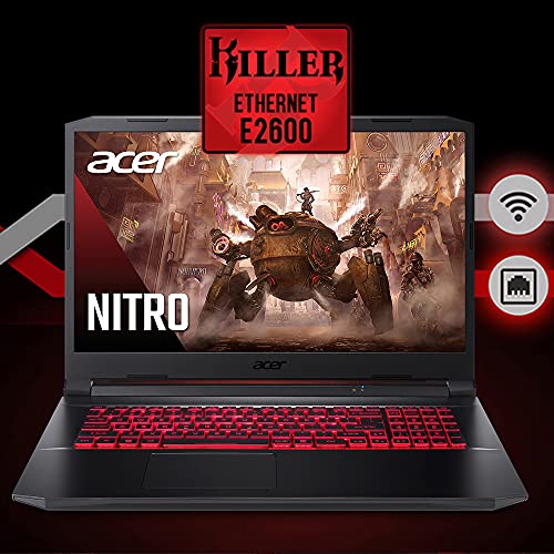 Acer Nitro 5 AN517-41-R7EY Gaming Laptop, AMD Ryzen 5 5600H Hexa-Core Processor | NVIDIA GeForce GTX 1650 | 17.3" FHD IPS Display | 8GB DDR4 | 512GB NVMe SSD | WiFi 6 | Backlit Keyboard
