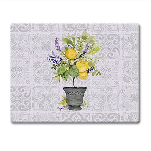 CounterArt Watercolor Lemons 3mm Heat Tolerant Tempered Glass Cutting Board 10β x 8β Manufactured in the USA Dishwasher Safe