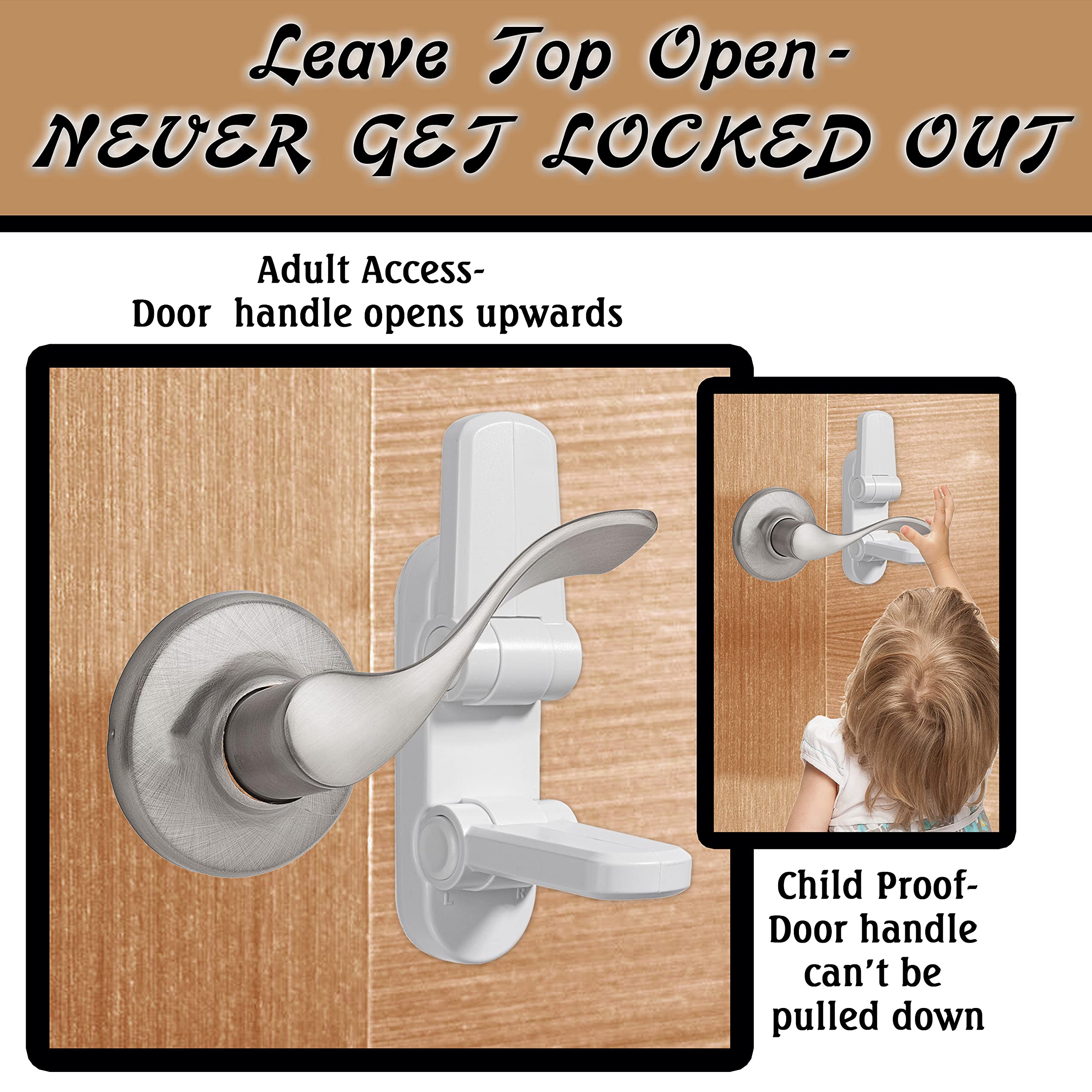 2 Pack - Door Lever Baby Safety Lock - Baby Proofing - Prevent Little Kids from Opening Doors with A Child Proof Door Handle Lock - 3M Adhesive - Driddle
