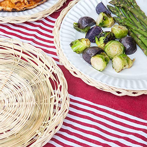 4 pcs Brown Wicker Paper Plate Holders,10 inches,Paper Plate Holders Wicker Heavy Duty, Wicker Paper Plate Holder,Paper Plate Holders Bamboo,Paper Plate Holders Reusable