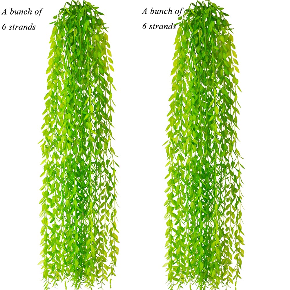 12Pcs Artificial Vines Fake Greenery Garland Hanging Plants With Willow Leaf for Wedding Garden Party Wall Home Indoor Decoration