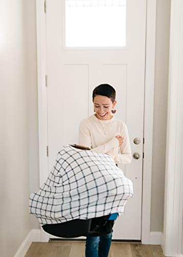 Baby Car Seat Cover Canopy and Nursing Cover Multi-Use Stretchy 5 in 1 Gift "Ledger" by Copper Pearl