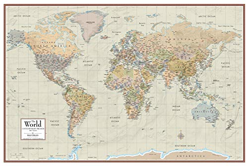 2023 Swiftmaps 24" x 36" World Map Contemporary Premier Wall Map Poster Mural, Laminated, Made in the USA
