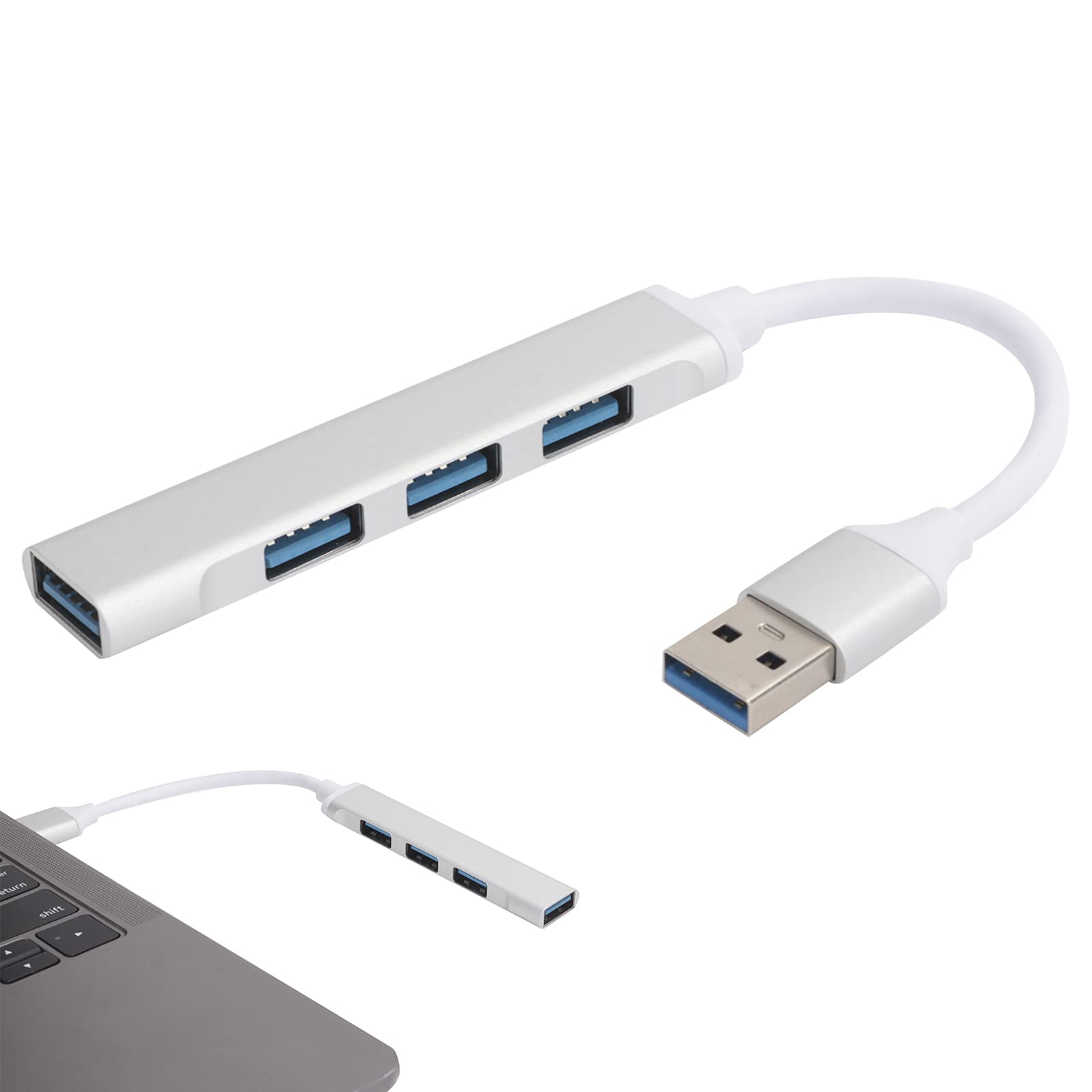 4 Port USB3.0 Hub, Aluminum Alloy Adapter Converter UltraHigh Speed Splitter Support for Windows XP/Vista/7/8 OS X