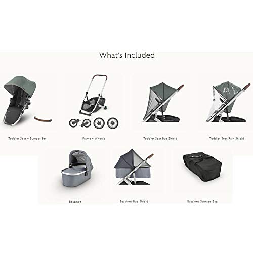 UPPAbaby Cruz V2 Stroller - Jake (Black/Carbon/Black Leather) + Bassinet - Jake (Black/Carbon)