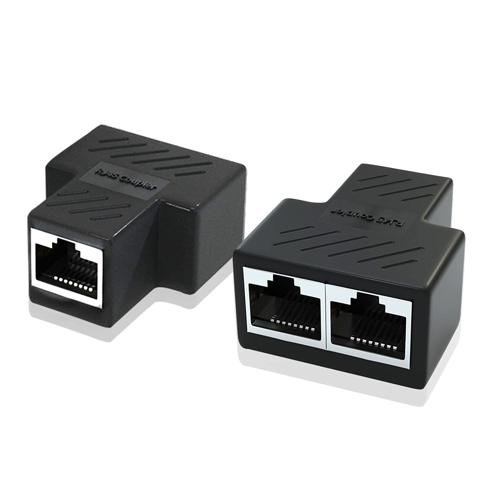 Ethernet Splitter, RJ45 Splitter Adapter LAN Network Internet Splitter 1 to 2, Ethernet Cable &LAN Internet Splitter for Cat5 Cat5e Cat6 Cat 7 Cable-2pcs