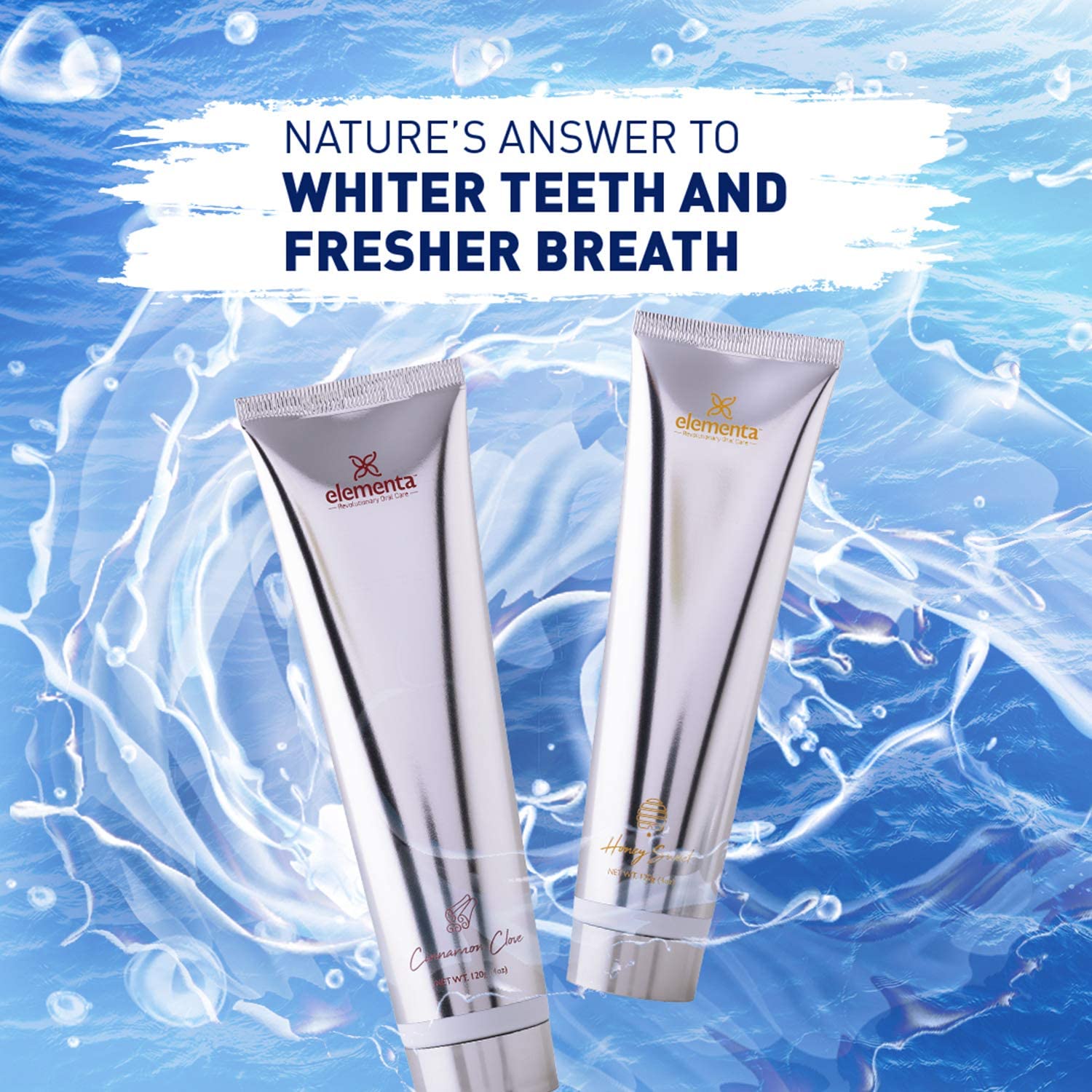 Elementa Silver Non-Foaming Toothpaste Wintermint Flavor | 5 in 1 Teeth Whitening Gel 4 Fl oz | Dentist Formulated All Natural | Professional Whitening Gel | Fluoride Free | Fresh Breath