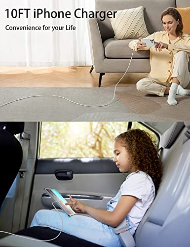 10FT iPhone Charger 2Pack, [Apple MFi Certified] USB A to Lightning Cable 10 Foot, Extra Long Nylon Braided iPhone Charging Cord Fast Charging for iPhone 14 13 12 11 Pro Max XR XS X 8 7 6 Plus SE