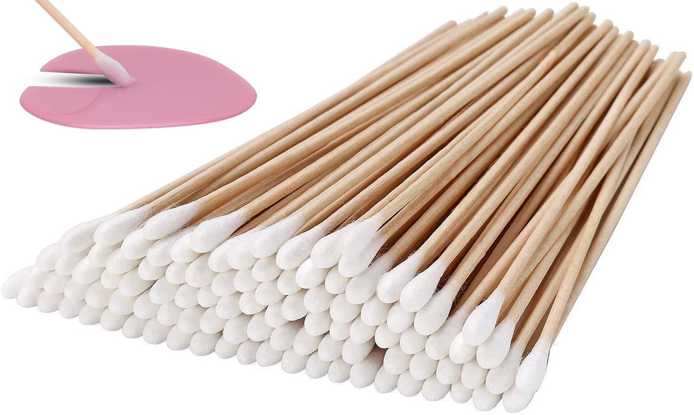 500 Count 6" Long Wooden Cotton Swabs For Pet ear care Cleaning,Gun Cleaning, Electronics,Jewelry, Cleaning Makeup, Arts and Crafts