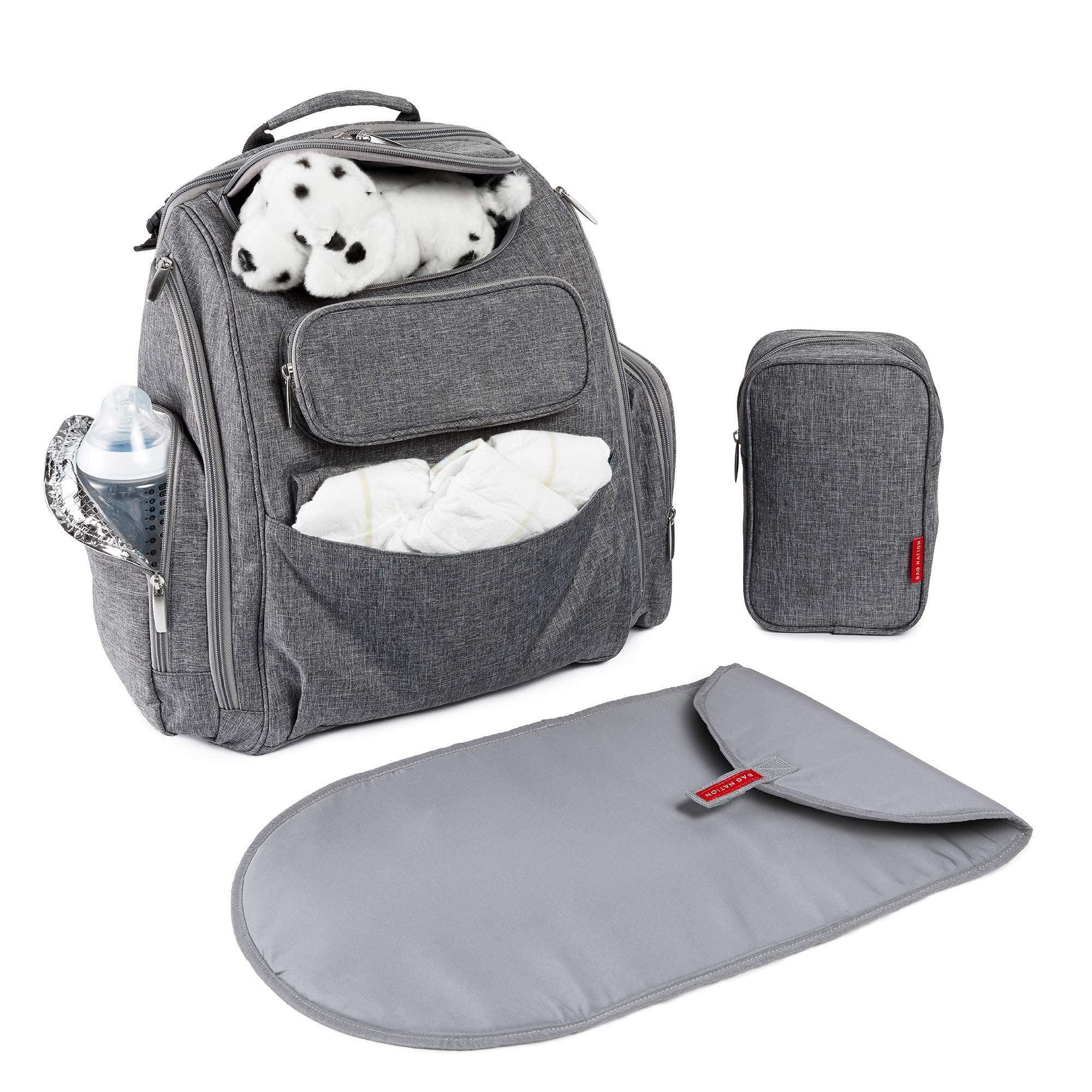 Bag Nation Diaper Bag Backpack | Large Capacity Unisex Baby Bag with Stroller Straps, Changing Pad and Sundry Bag - Holds All Your Baby’s Essentials - Baby Shower Bundle