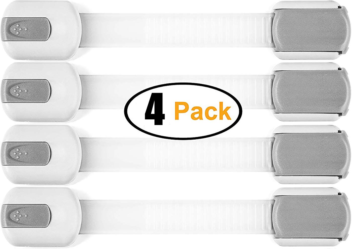 4-Pack Child Safety Cabinet Locks | No Tools | Baby & Child Proof Drawers, Cabinets, Oven, Toilet Seat, and More | Multi-Purpose Use | No Drilling Needed | Super Strong Adhesive (4 Pack Grey)