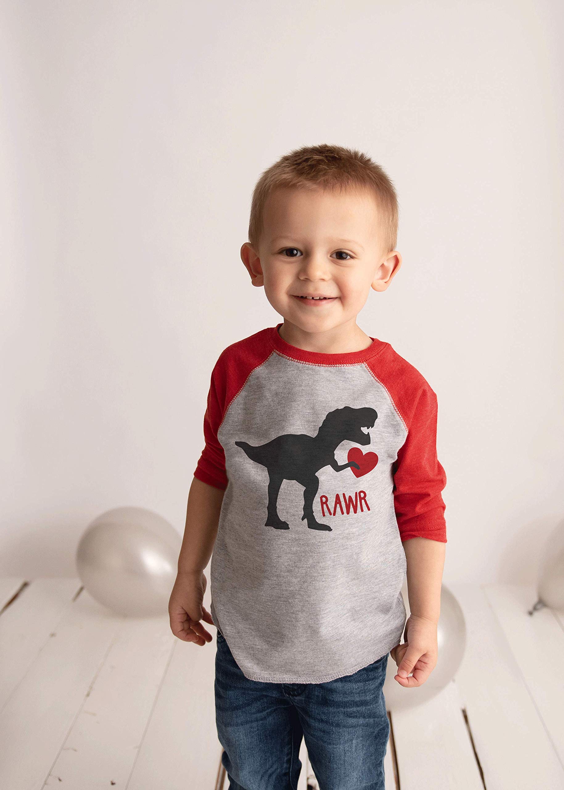 7 ate 9 Apparel Kids Dinosaur Happy Valentine's Day 5T Red Shirt