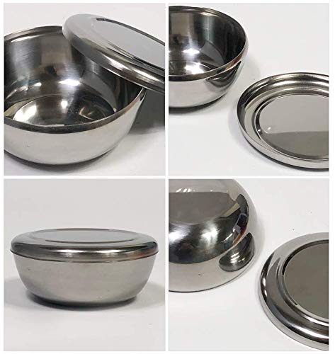 SoltreeBundle Set of 5, Korean Stainless Steel Rice Bowl with Lid Set, Korean Kitchen Restaurant, Multi-Purpose Stainless Steel Hygienic Sanitary Bowl + Lid Set