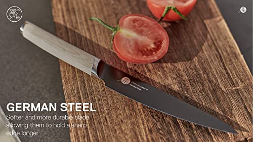 Everdure German Steel Professional Utility Knife, 6 Inch Knife with Titanium Coated Blade and Pakka Wood Handle, Perfect Kitchen Knife for Slicing Sandwiches, Cheese, Vegetables, and More