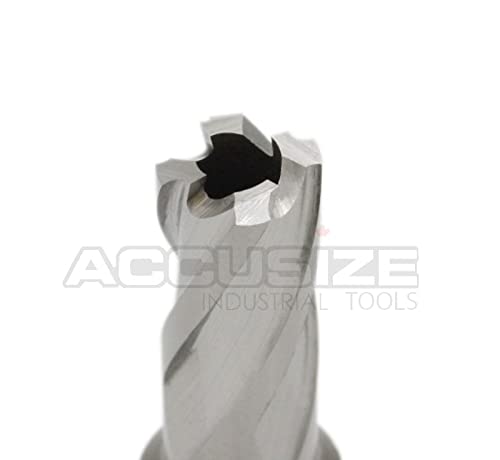 Accusize Industrial Tools 9/16'' Cutting Diameter with 1'' Cutting Depth, H.S.S. Annular Cutter with Nitto One Touch Shank, CBN Ground, 1190-2014