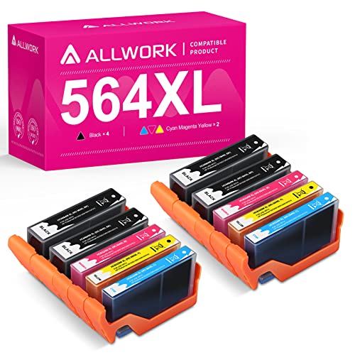 ALLWORK Compatible 564 XL Ink Cartridge Replacement for HP 564XL Combo Pack for HP Officejet 4610 4620 Deskjet 3070A 3521 Photosmart 7510 7525 6515 6510 5520 5510 4622 3520 B209a C6388 (4K/2C/2M/2Y)