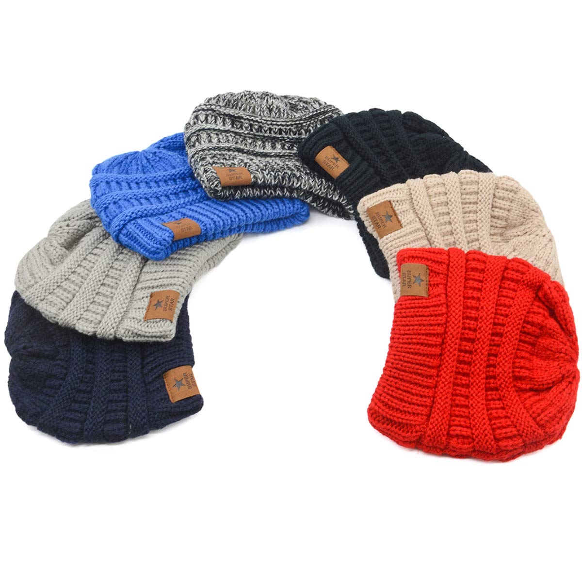 Zando Baby Beanies Infant Toddler Winter Hat Soft Warm Knit Hats Caps for Boys Black, Light Grey, Black White One Size