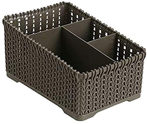 AUSUKY Home Plastic TV Remote Control Pen Phone Holder Stand Organizer Rack Storage Basket (Coffee)